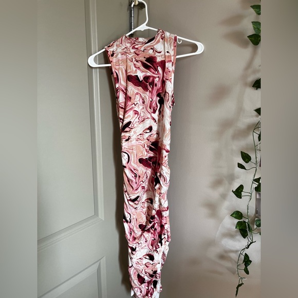 Almost Famous | Dresses | Almost Famous Pink Marble Halter Neck Ruched ...
